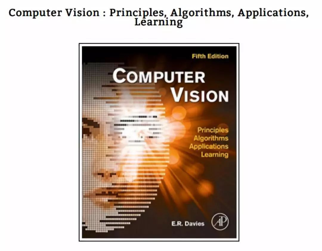 【电子书】计算机视觉:原理、算法、应用、学习《Computer Vision Principles, Algorithms ...